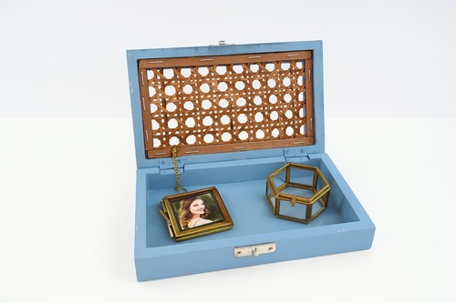 Handmade Wooden Box with Brass Square Photo Frame and Hexagon Ring Box ...