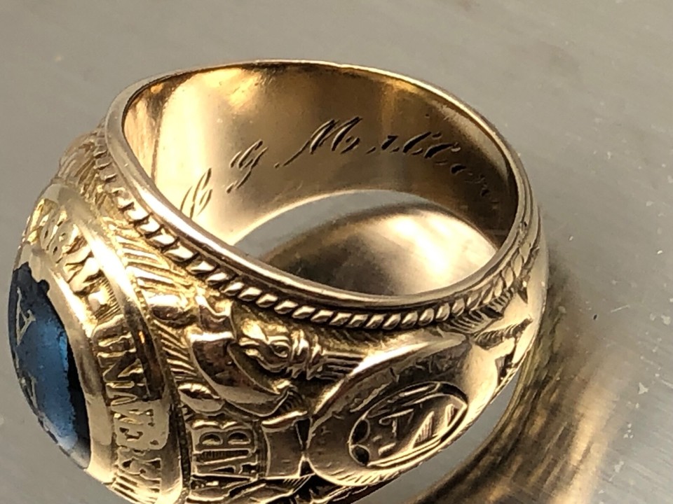 VINTAGE 10 K GOLD 1960 UNIVERSITY OF NORTH CAROLINA CLASS RING HEAVY 24 ...