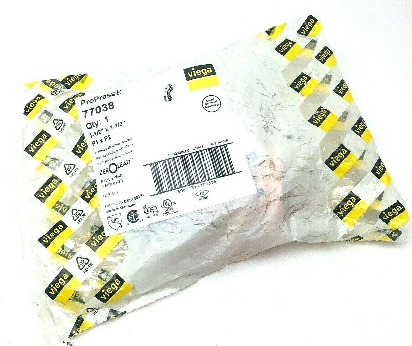 VIEGA77038 PROPRESS 45 DEGREE ELBOW COPPER 1-1/2"X 1-1/2" | eBay