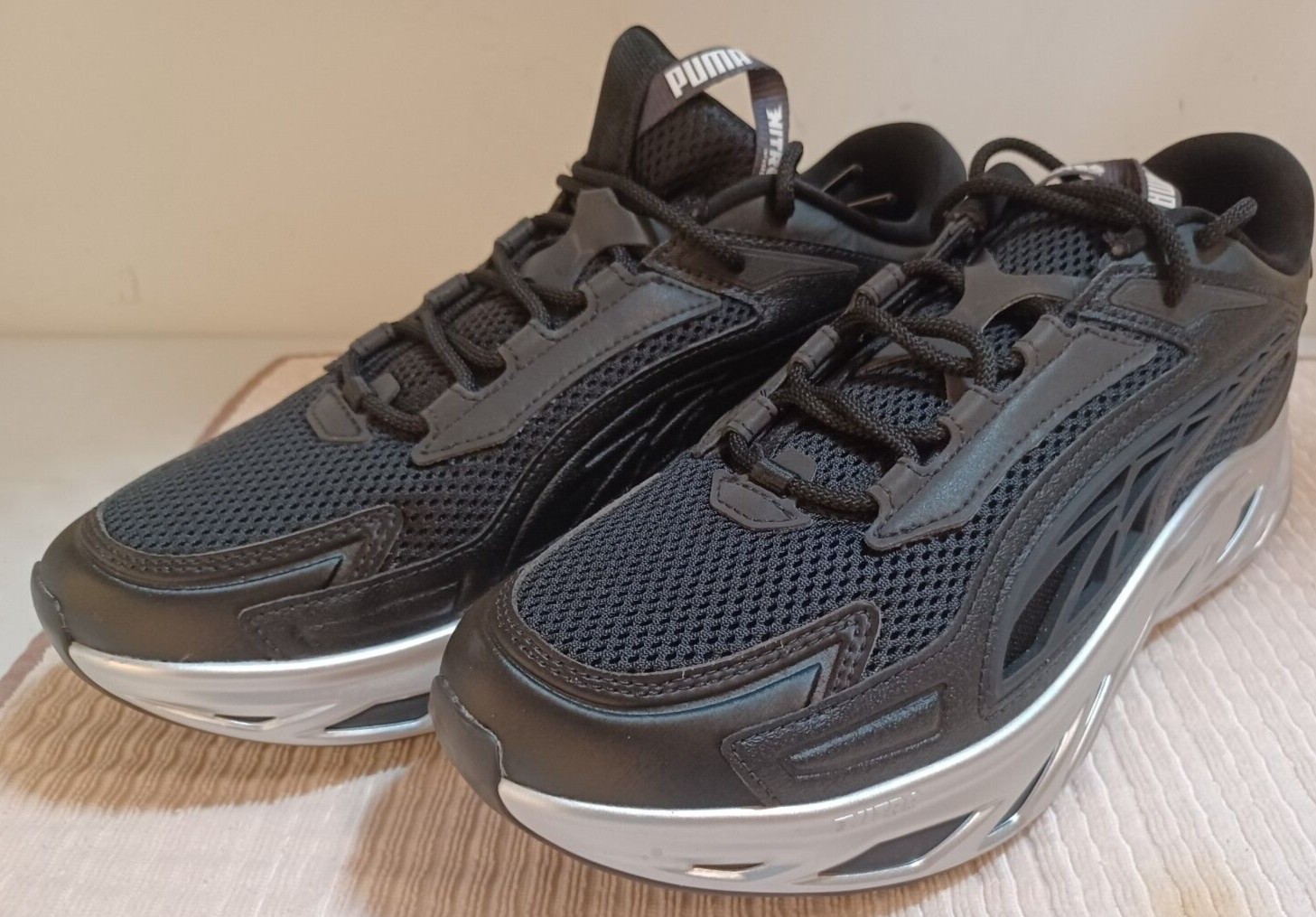 Puma Exotek NITRO Mirrored Shoes Men's 10.5 Black Silver 394929 01 RARE ...