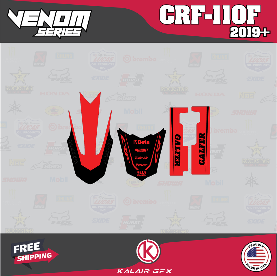 Graphics Kit for HONDA CRF110F CRF110 (2019-2024) Venom- Red Shift | eBay