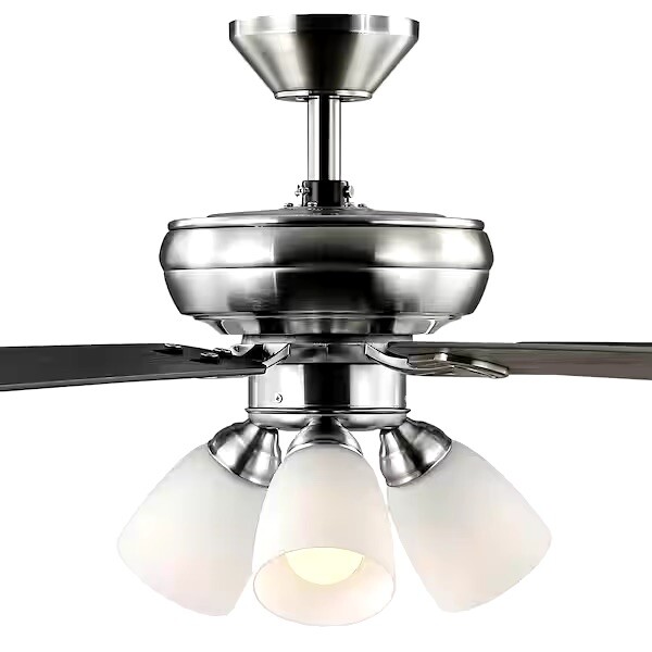 Hampton Bay Riley 44 in. Indoor LED Brushed Nickel Ceiling Fan w/ Light ...