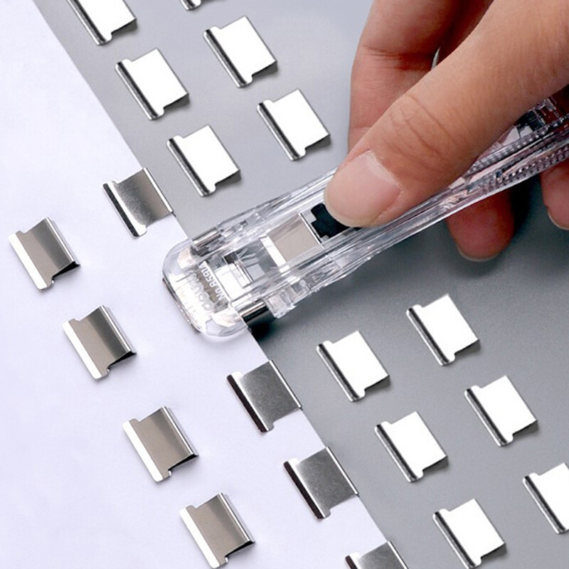 Hand Paper Clipper With Refills Metal Stapler Paper Document Binding Cl ...