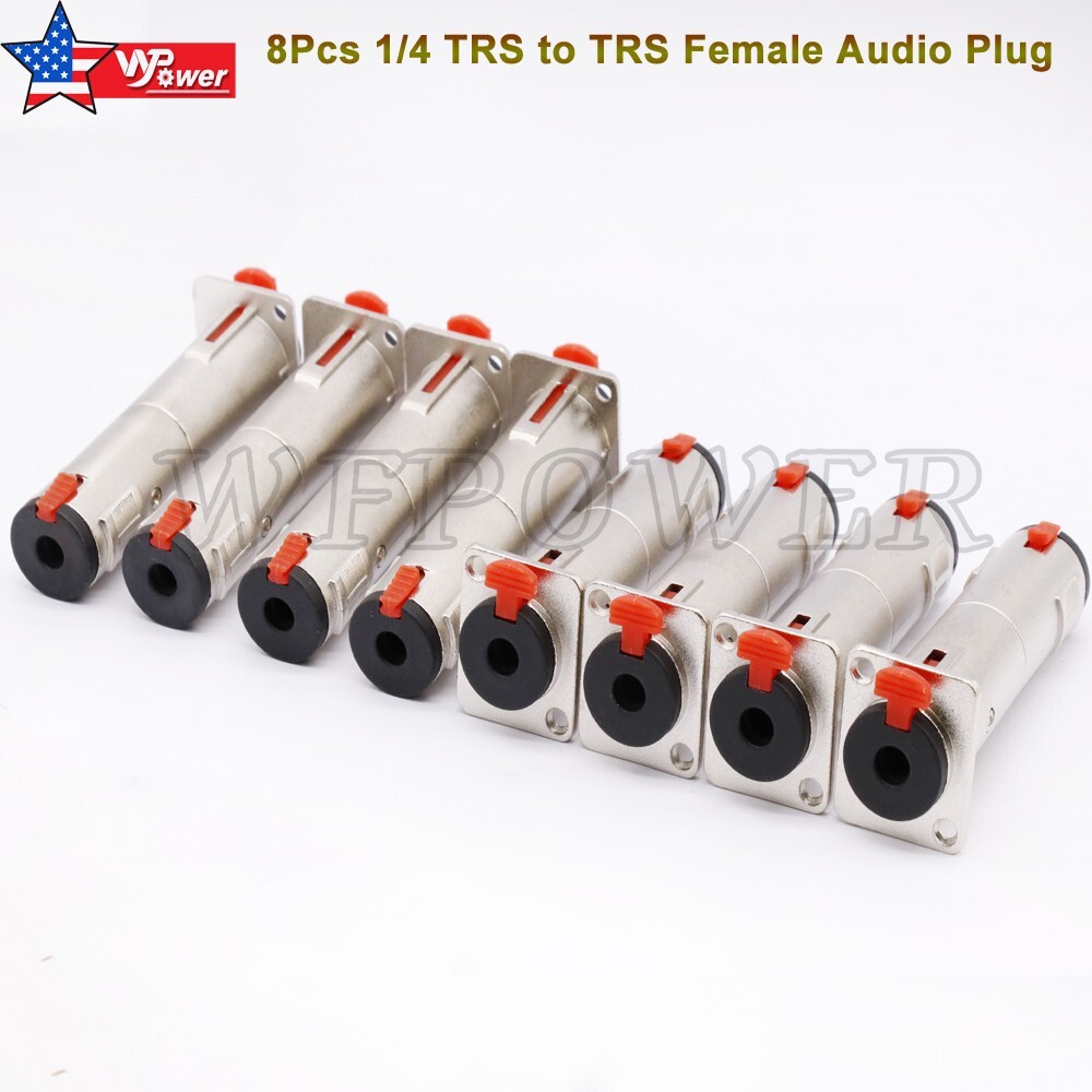 8x 1/4 TRS to TRS Female Audio Feed Thru Connector for D panel mounting ...