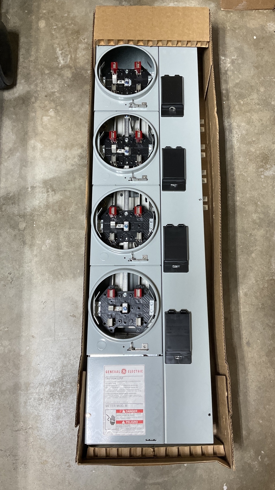 GE 4-Gang Meter Stack MEG 800A/125 Amp 3ph/1ph Ringless Socket 5-Jaw ...