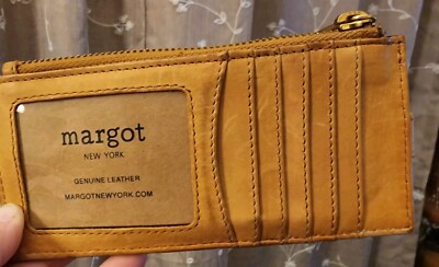Margot Leather Margot Caramel Color-slim leather Card case wallet | eBay