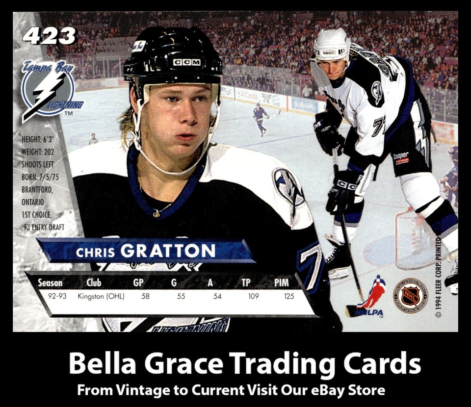 1993-94 Fleer Ultra Chris Gratton #423 Tampa Bay Lightning NHL Hockey ...