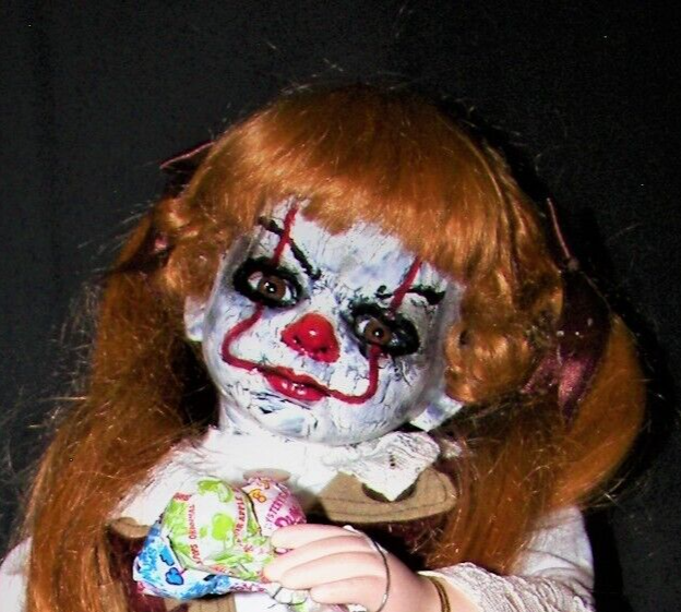 OOAK SPOOKY Halloween Large 21" Evil Pennywinkle Clown Porcelain Doll ...
