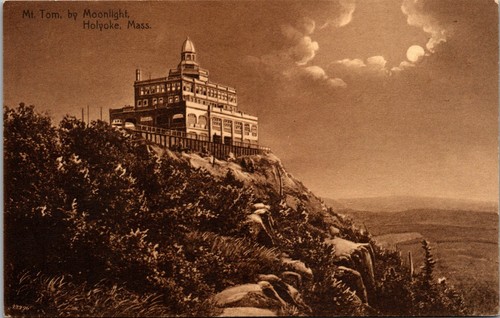Mt. Tom Summit House by Moonlight HOLYOKE MASS Massachusetts POSTCARD ...