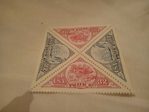 PACIFIC '97 EXPO STAMP SHEET -- USA #3130-3131 32 CENT 1997 TRIANGLE ...