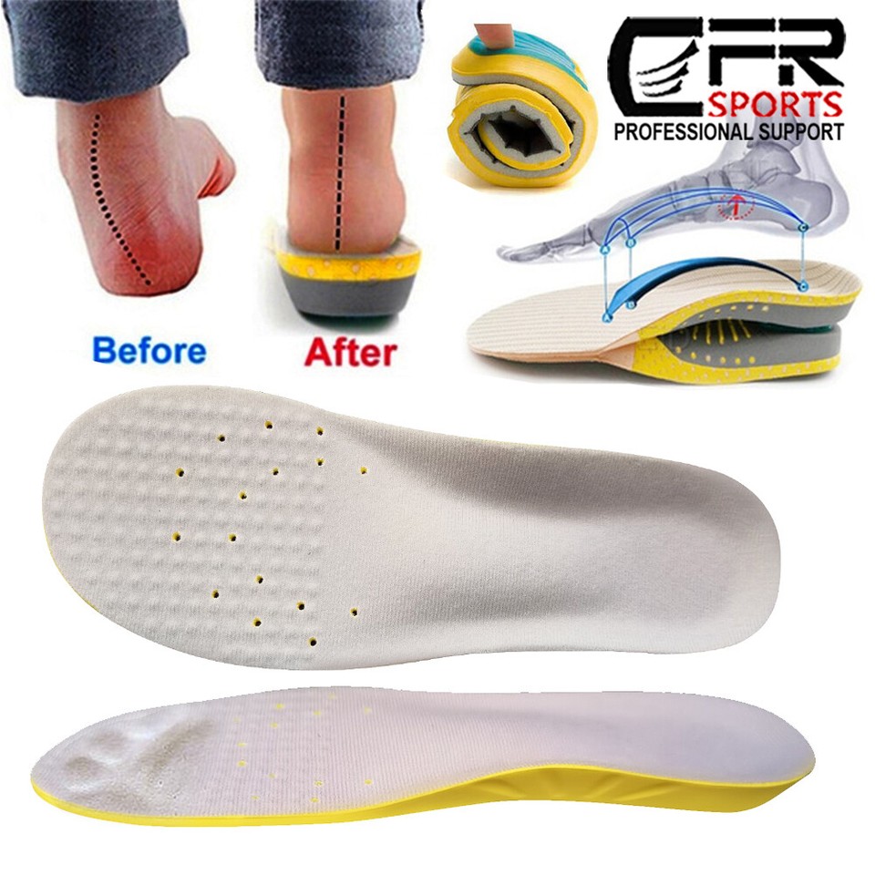 Memory Foam Foot Orthotics Insoles Plantar Fasciitis High Arch Support ...