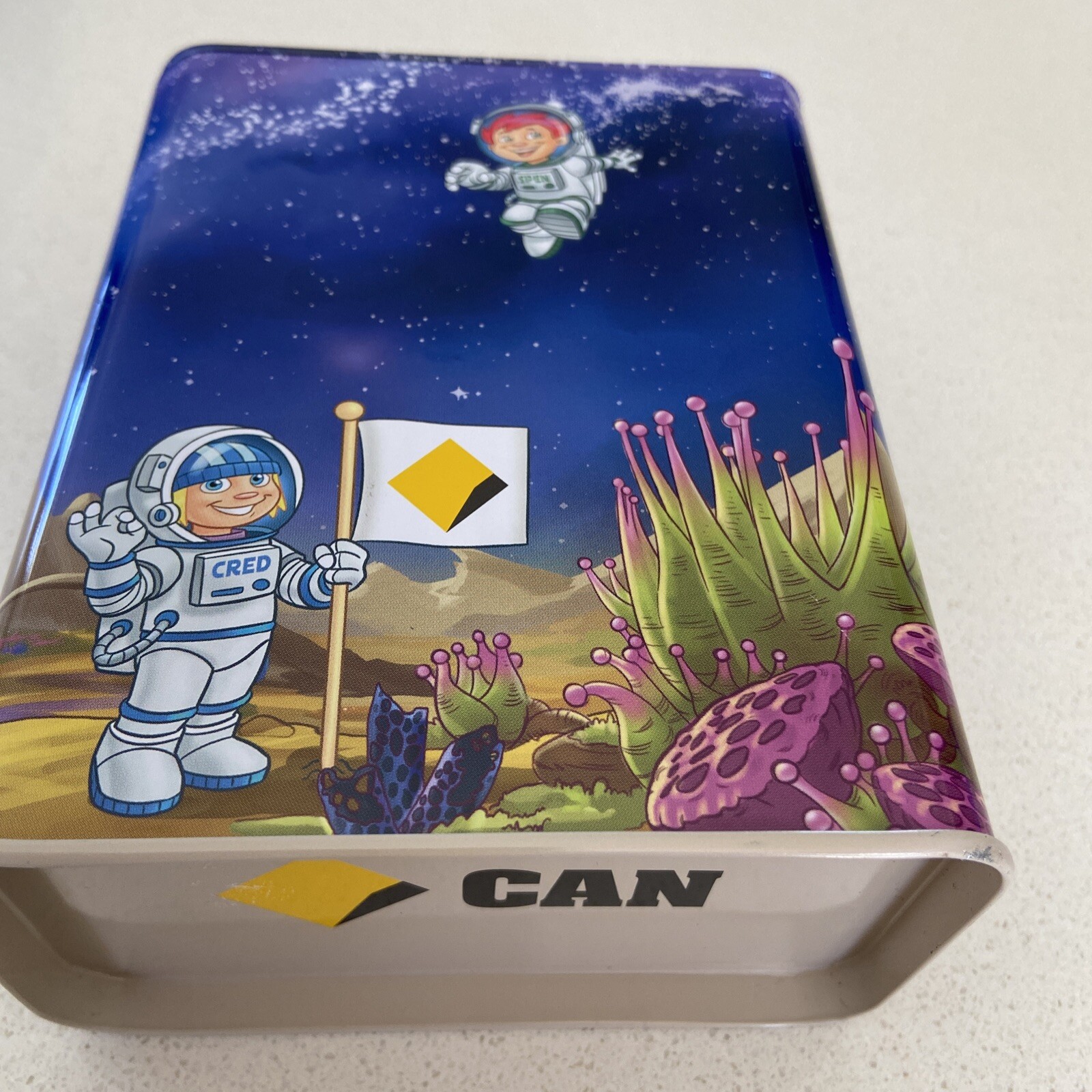 Commonwealth Bank Outer Space Savers Money Bank Tin CBA 13 cm x 10.5 cm ...