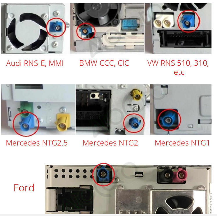 Fakra 12v Aftermarket Camera Input Video Reverse Back Up For Volkswagen ...