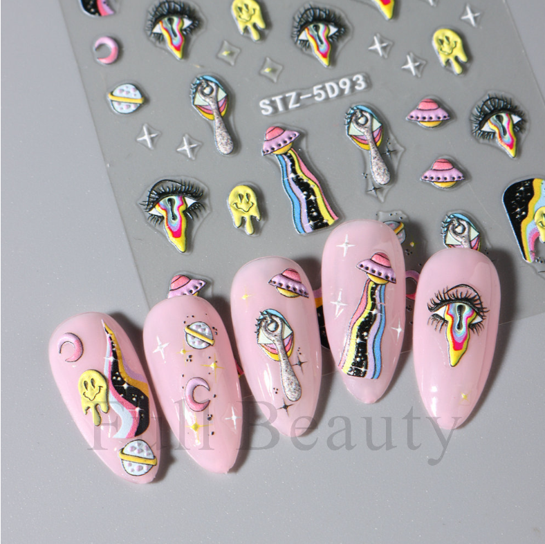 5D Nail Decals Halloween Horror Puppet Doll Bones Flame Evil Eyes ...