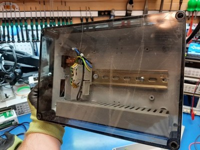 Industrial DIN-Rail Enclosure w/ Pre-wired Power Inlet, Connector Block ...
