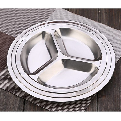 3 Sections Round Divided Dish Dia 22/24cm/26cm Snack Dinner Plate Rust ...