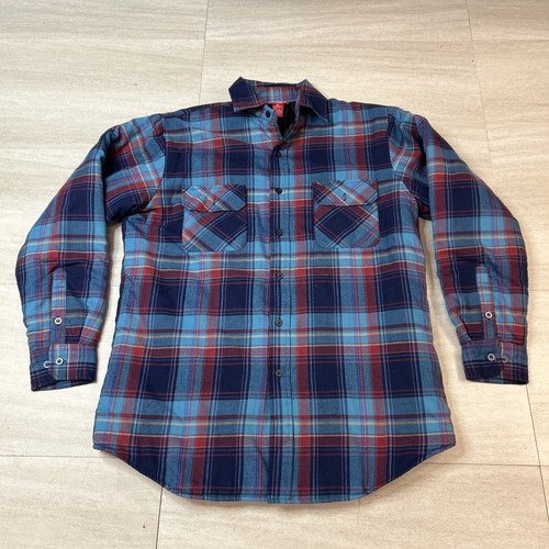 Vintage Coleman Jacket Mens Medium Flannel Blue Red Long Sleeve | eBay
