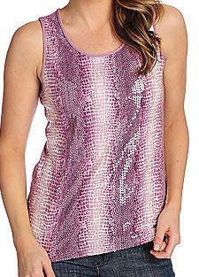NEW Glitterscape® Stretch Knit Sequin Embellished Printed Front Tank ...