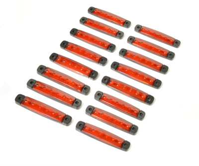 16x Red 6 LED Side Marker Indicator Lights Lamps 24V For Scania Daf Man ...