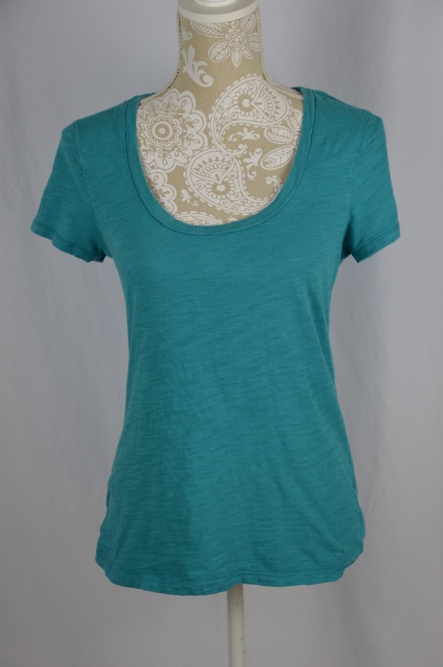 Old Navy Womens Medium Turquoise Blue Short Sleeve Scoop Neck T-Shirt ...