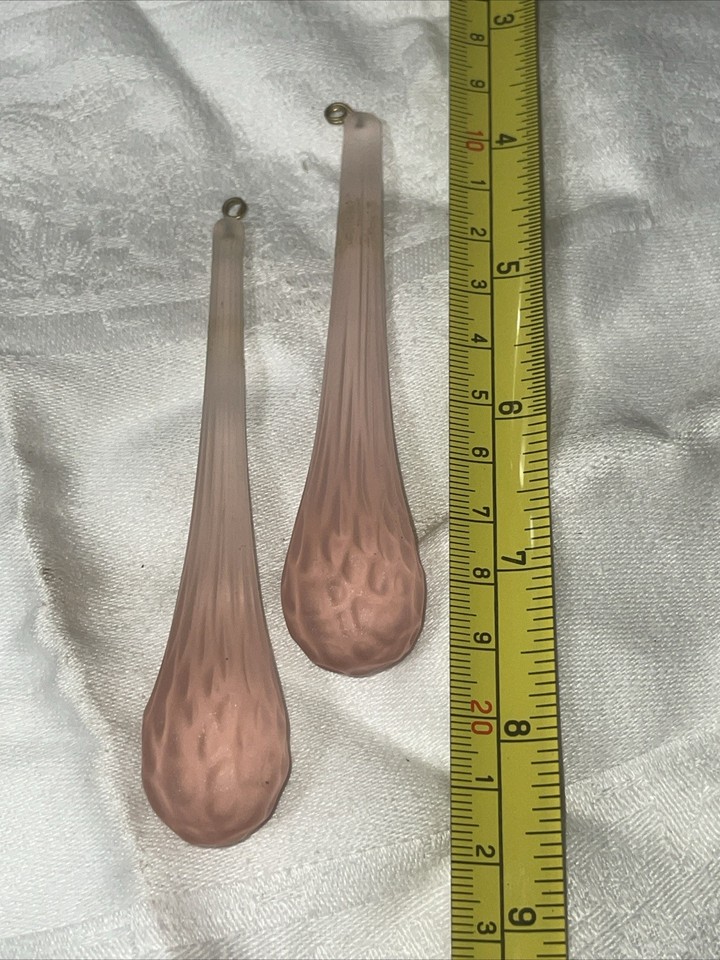 Two Antique Pink Murano Chandelier Crystal Rain Drop Prisms | eBay