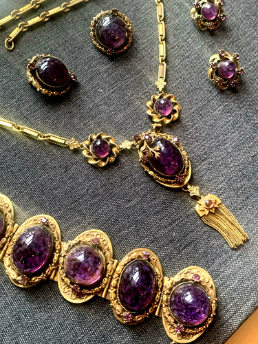 Spectacular Vintage French Parure Art Glass Amethyst Bullet Stones 1950 ...