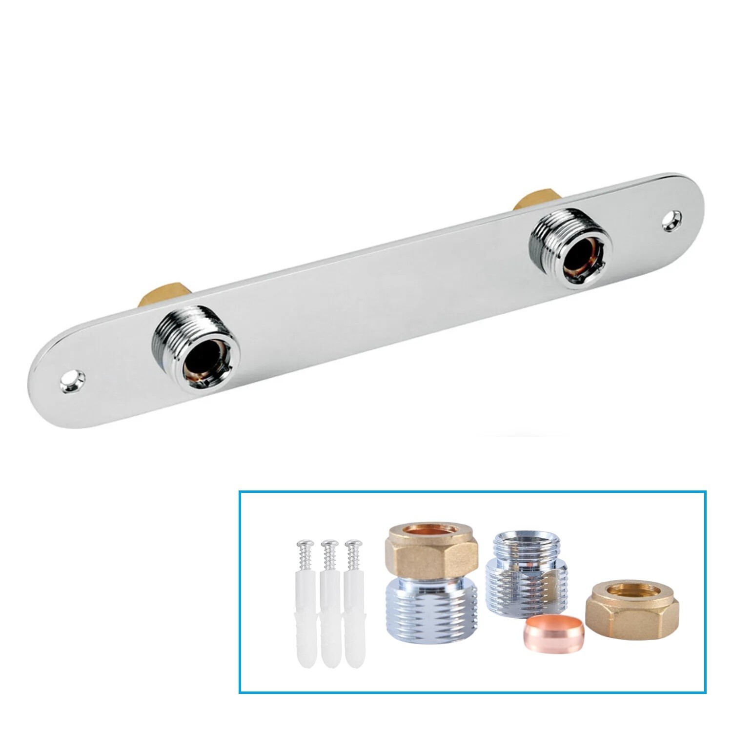 Chrome Exposed Shower Fixing Bracket Back Plate Thermostatic Mixer ...