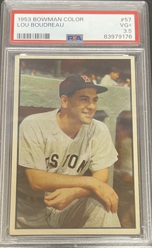 1953 Bowman Color Lou Boudreau #57 PSA 3.5 “VG+” Red Sox HOF “CENTERED ...
