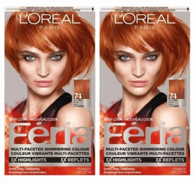 2 x L’oreal Paris Feria Deep Copper Blonde 74 3x Highlights Hair Color ...