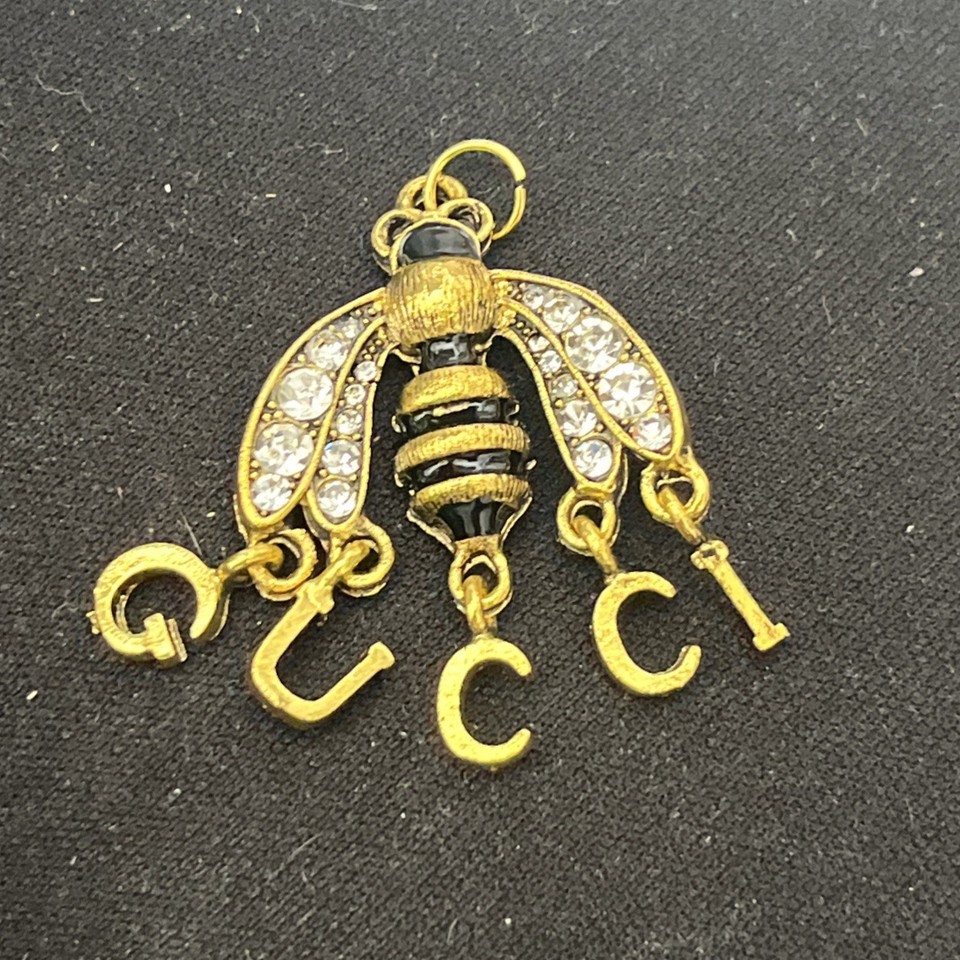 Gucci GG Zipper Pull Bee Gold and Black Large Crystals 28mm | eBay