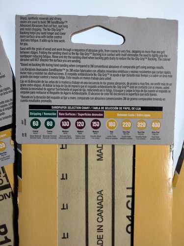 3M 180 Fine Grit SandBlaster Pro Sandpaper 3 Pks ( 15 Sheets ) 9" 11180 ...