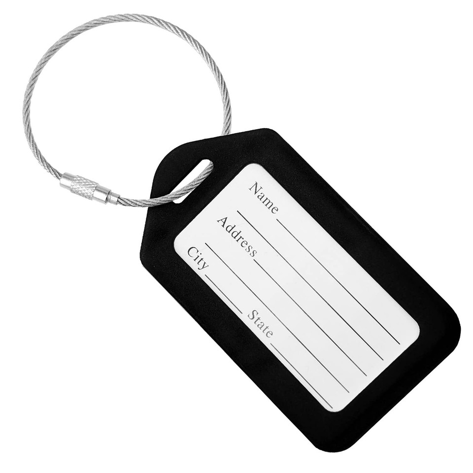 10X Black Luggage Tags for Suitcases Travel Bag Tag Suitcase Baggage ...