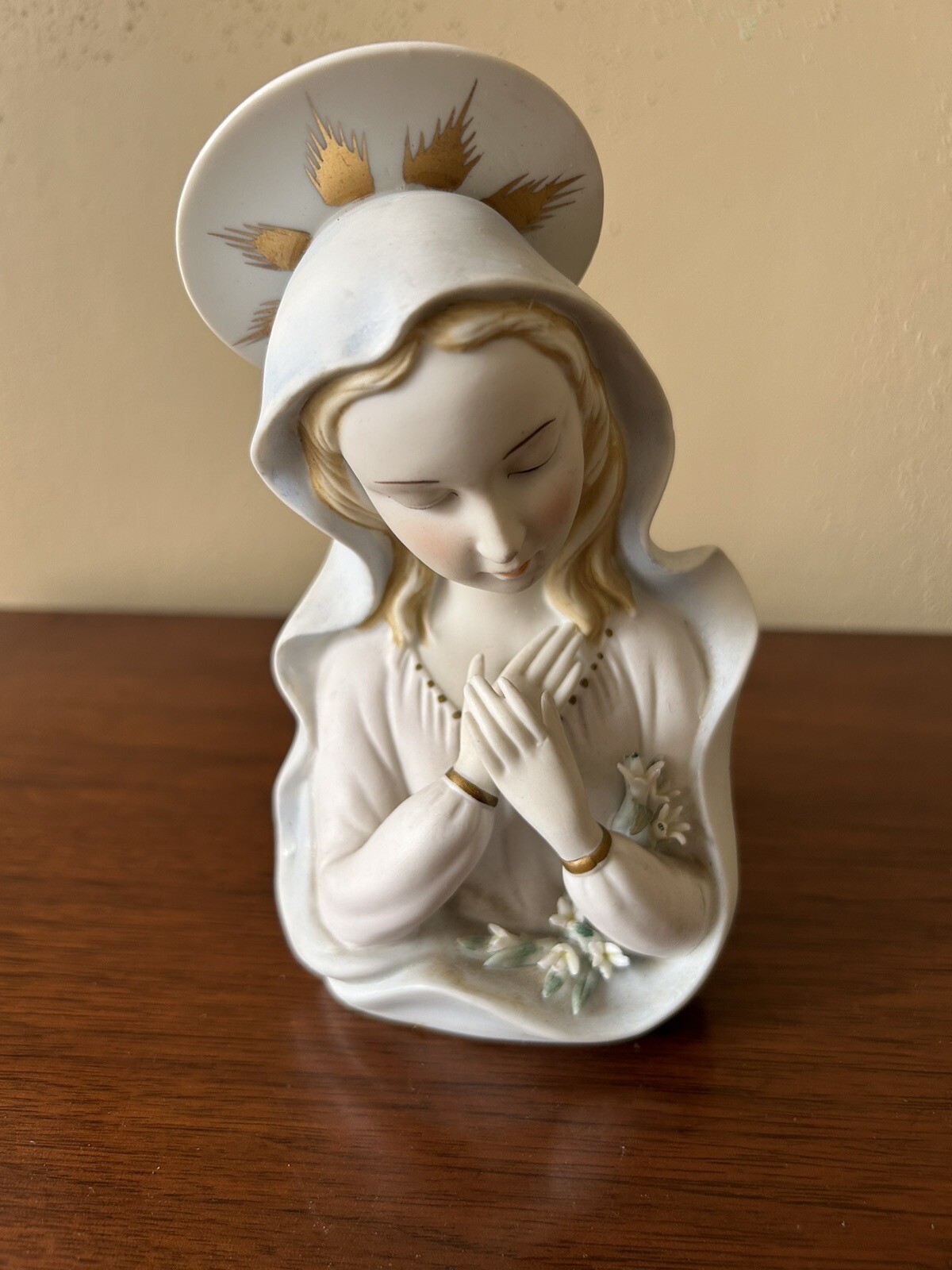 Vintage Lefton Hand Painted Bone China Virgin Mary Madonna Figure 6”x3.5”x2.5” | eBay
