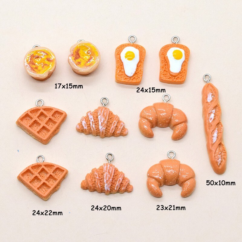 10Pcs Simulation Food Bread Toast Pendant Baking Hanging Food DIY ...