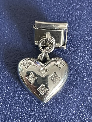 Sparkly Diamanté Gem Set Love Heart Dangle Charm Link For A Nomination ...