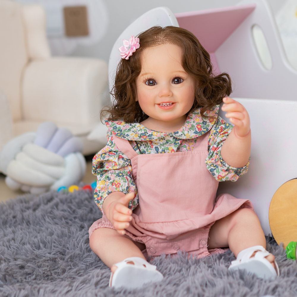 55CM Lifelike Full Body Vinyl Reborn Baby Girl Cammi Smile Doll ...