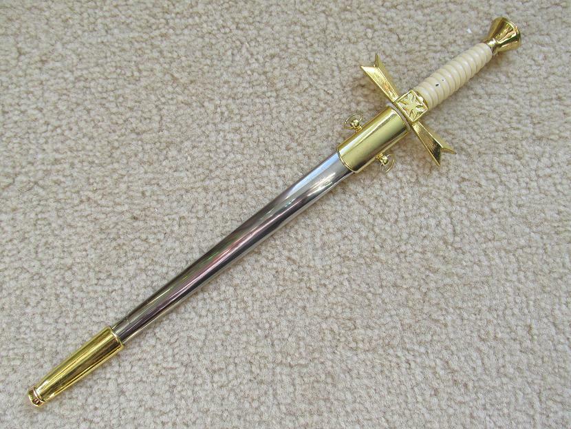 S0054 MINIATURE GOLD MASONIC SABLE FORNITURA KNOB LETTER OPENER SWORD ...