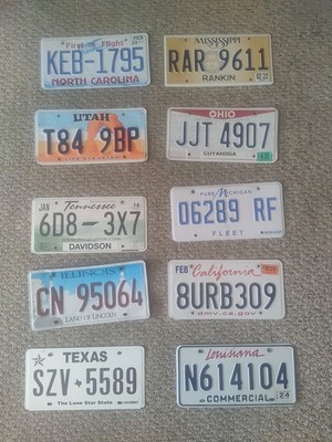 Lot Of 10 Expired Non Valid Expired License Plates Craft Man Cave TN CA ...