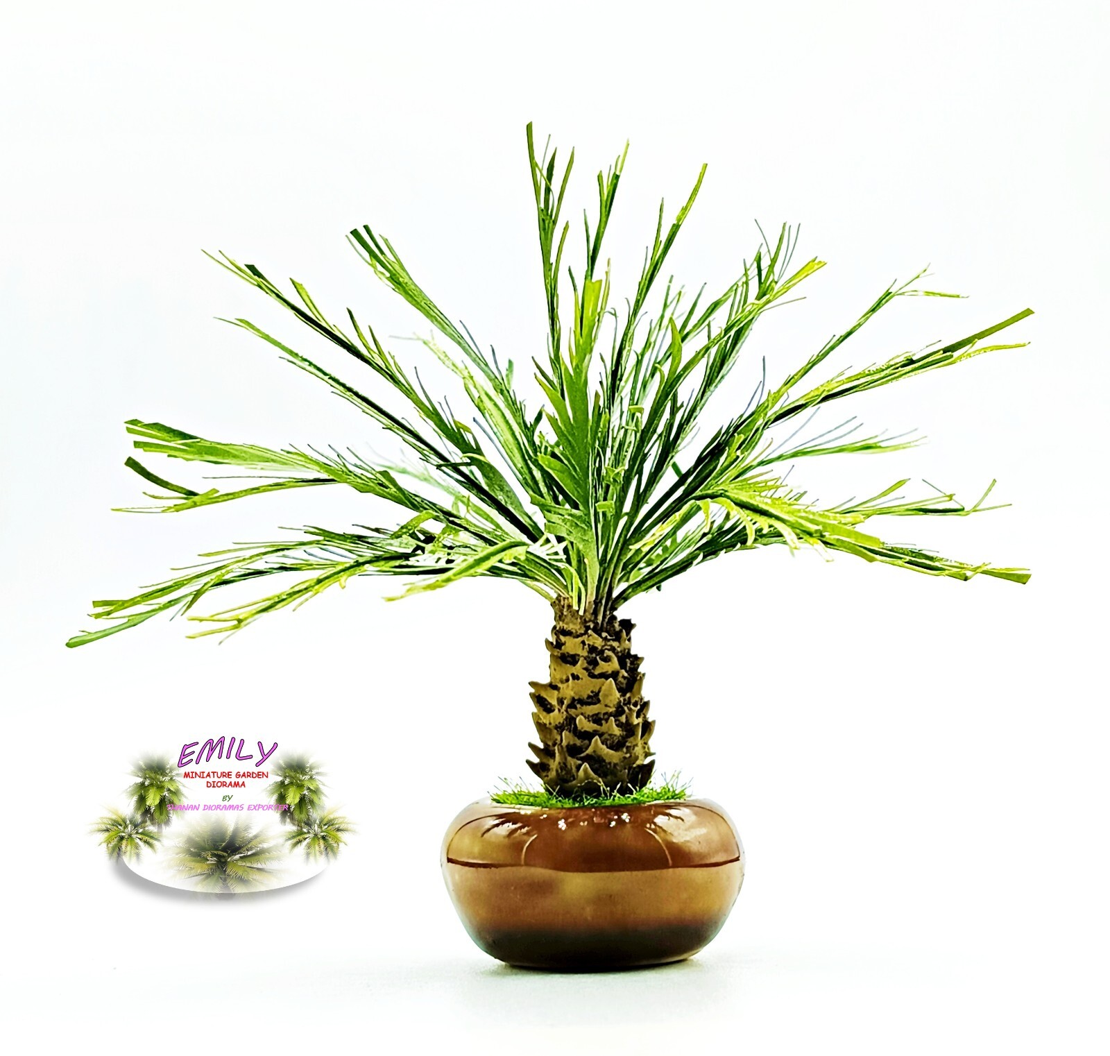 MINIATURE PALM TREE w CERAMIC POT MODEL 1/50 SCALE APPROX 11CM HEIGHT ...