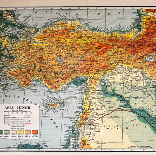 1917 Asia Minor WW1 Era Map Atlas Of The World Antique Continent DWUU1B ...