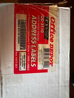 Office Depot Address Labels/ 4950 P 4" x 1-7/16“OD 3110 | eBay