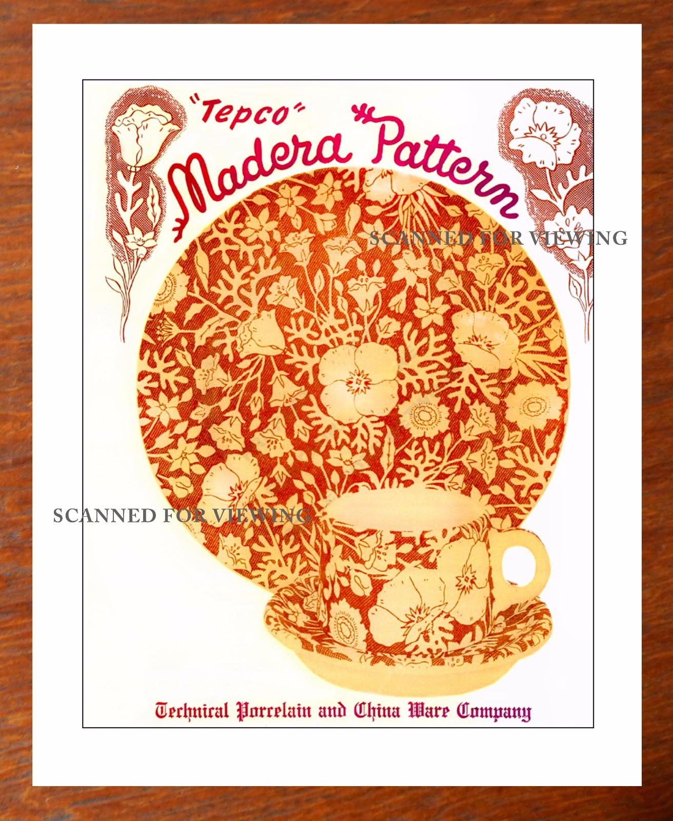 Rare TEPCO Restaurant Ware CATALOG ARTWORK MADERA Pattern | eBay