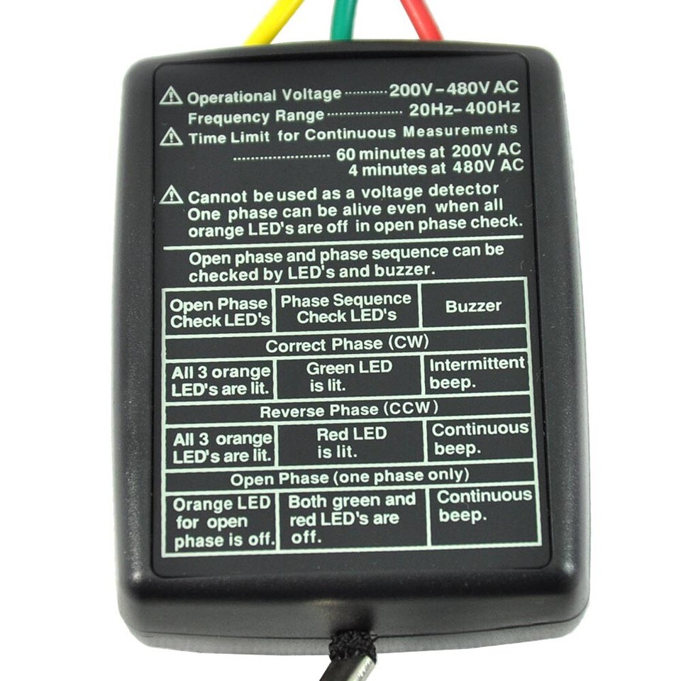 VC850 3 Phase Sequence Rotation Indicator Tester 200~480V Checker Meter ...