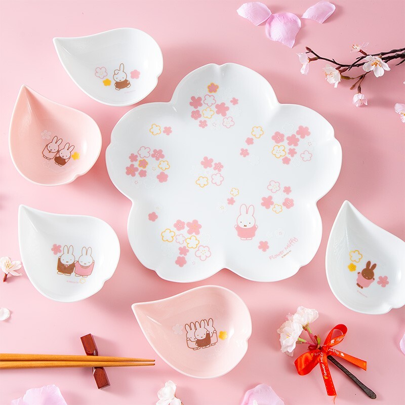 miffy SAKURA Plate & Mini Plal Plate set Flower Miffy Original Ceramics ...