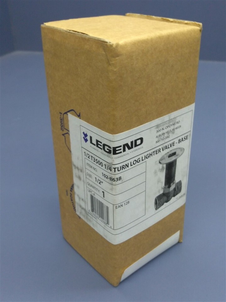 Legend 1/2" T3500 1/4-Turn Gas Valve & Key Combo Gas Log Lighter Fire ...