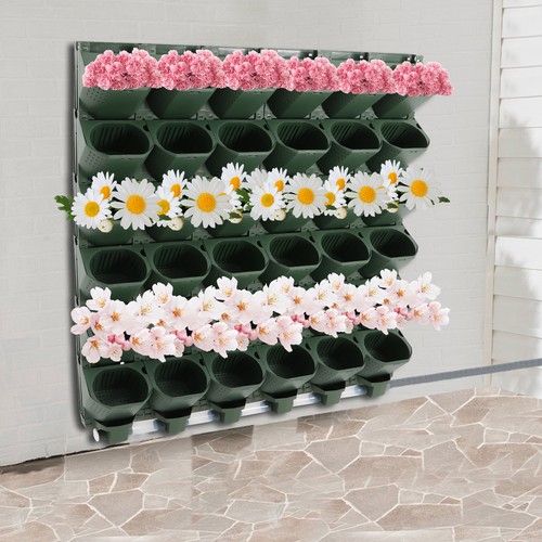 36 Grids Wall-Mounted Self-Watering Planter Set Outdoor Hydroponic Grow ...