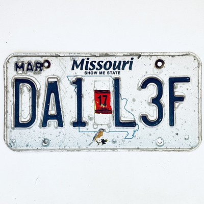 2017 United States Missouri Bluebird Passenger License Plate DA1 L3F | eBay