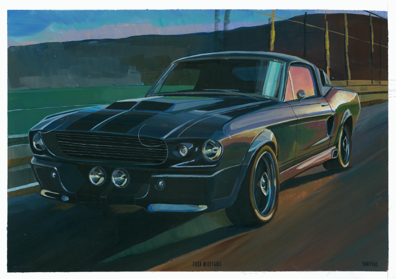 original painting A3 17SV artwork acrylic car Ford Mustang | eBay