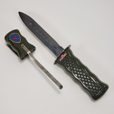 Vintage Chinese Military Police Dagger Retractable Blade Safety Lock ...