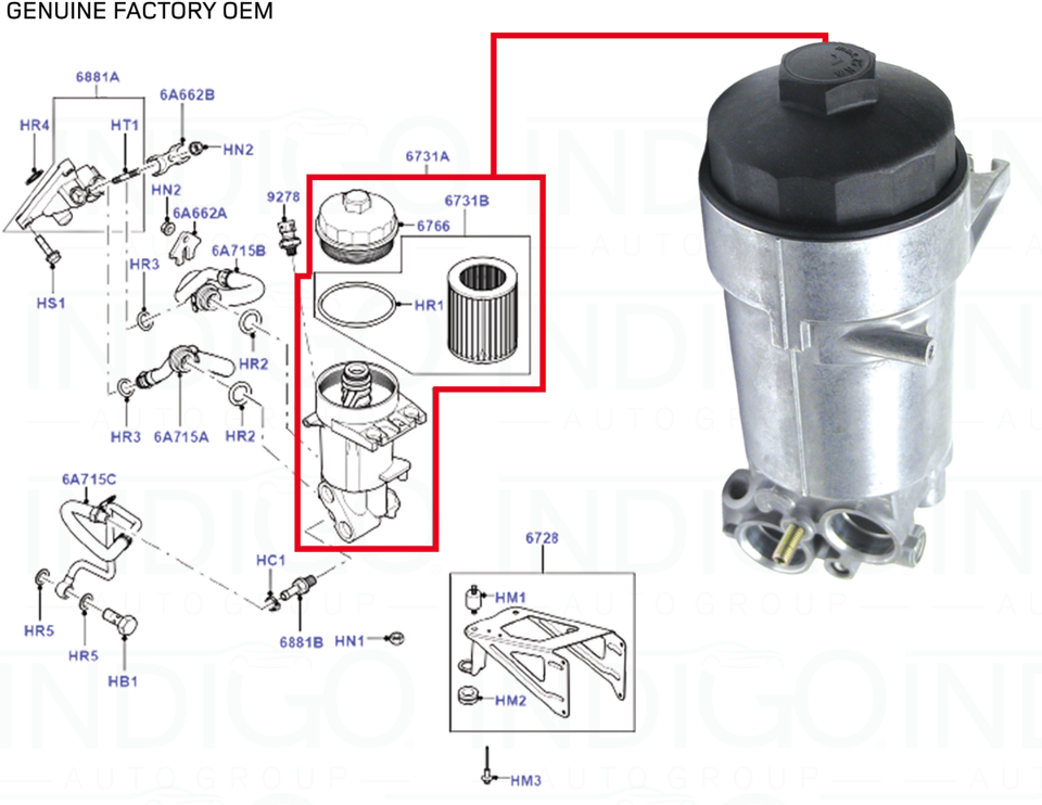 Range Rover L322 M62 Engine Oil Filter Housing with Cap Genuine OEM ...